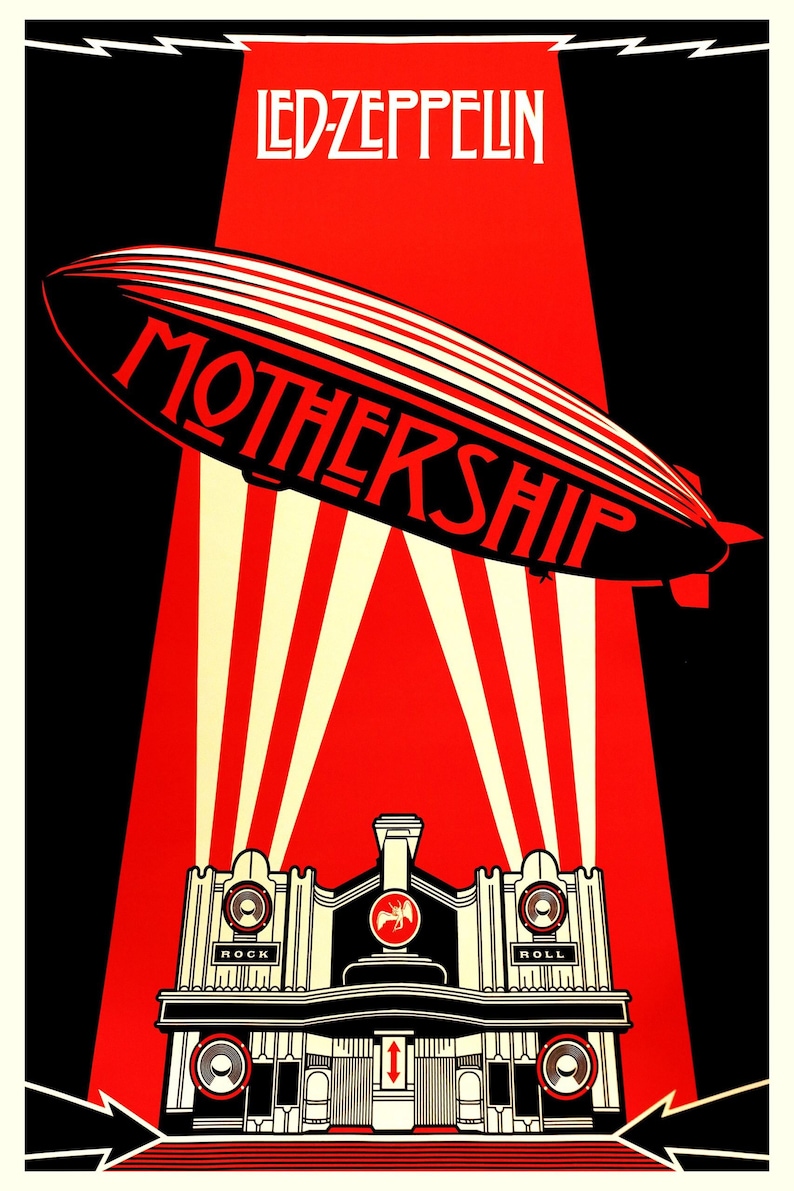 Led Zeppelin Classic Digital Poster Mothership, Classic Rock ...