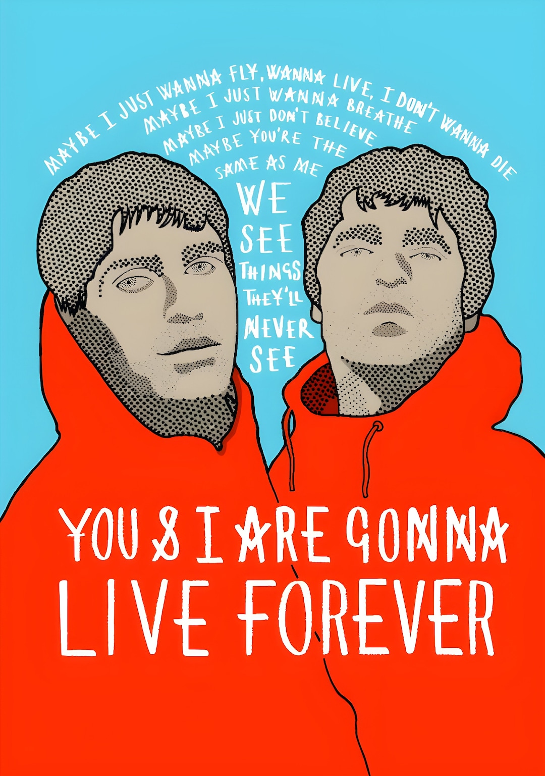 Oasis Live Forever Digital Poster Classic Indie Rock Art, Gift for ...