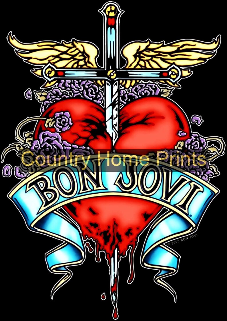 Bon Jovi Digital Logo Poster, Rock Music Wall Art Decor, Musician ...