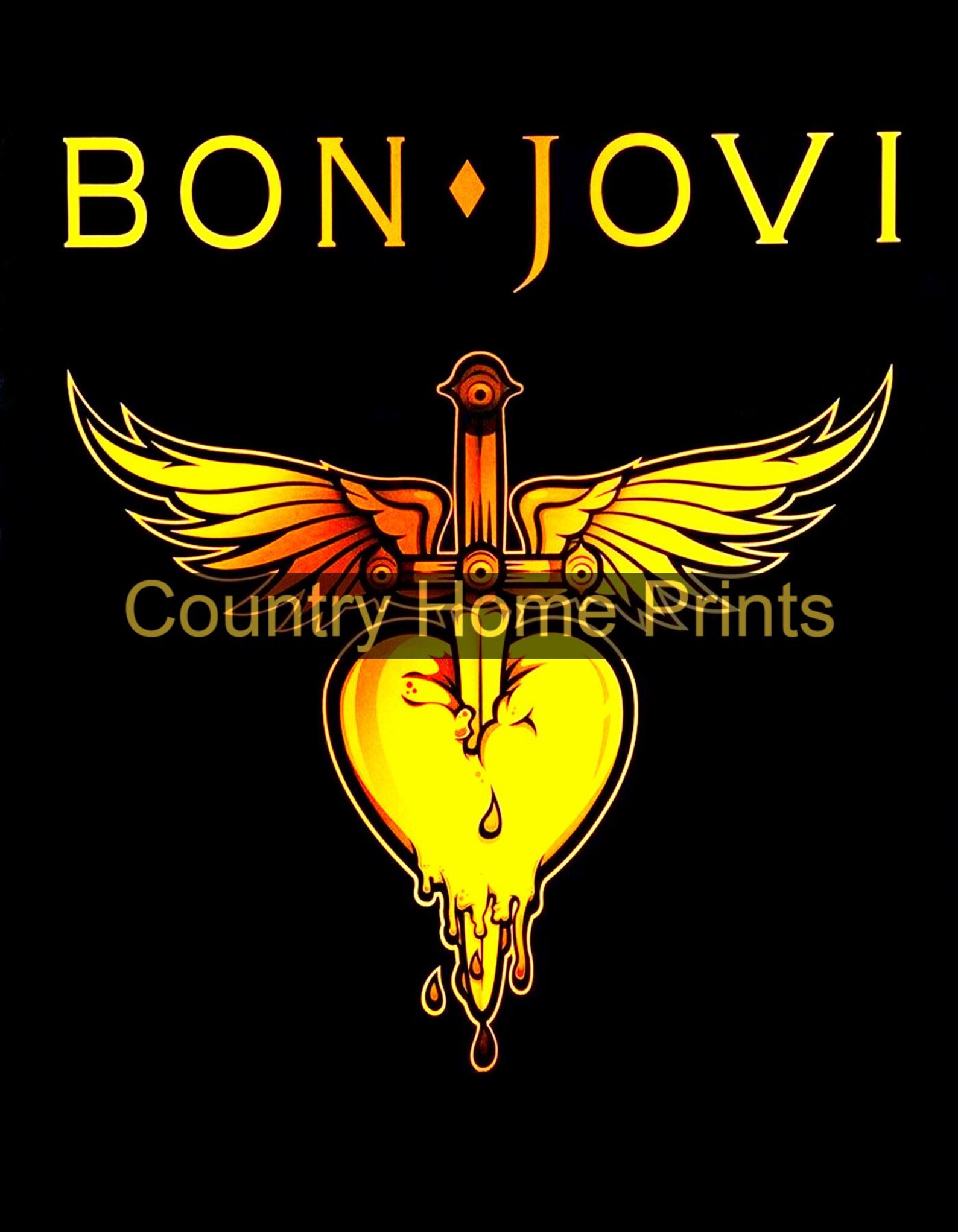 Bon Jovi Digital Logo Poster, Rock Music Merchandise, Musician Poster ...
