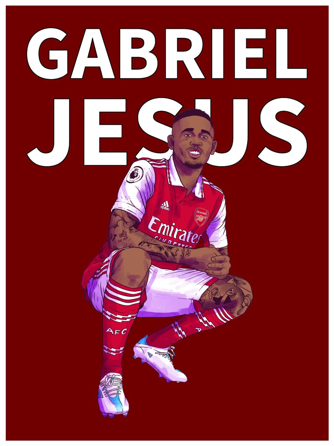 Gabriel Jesus Digital Print Wall Art, Football Player Poster, Soccer ...