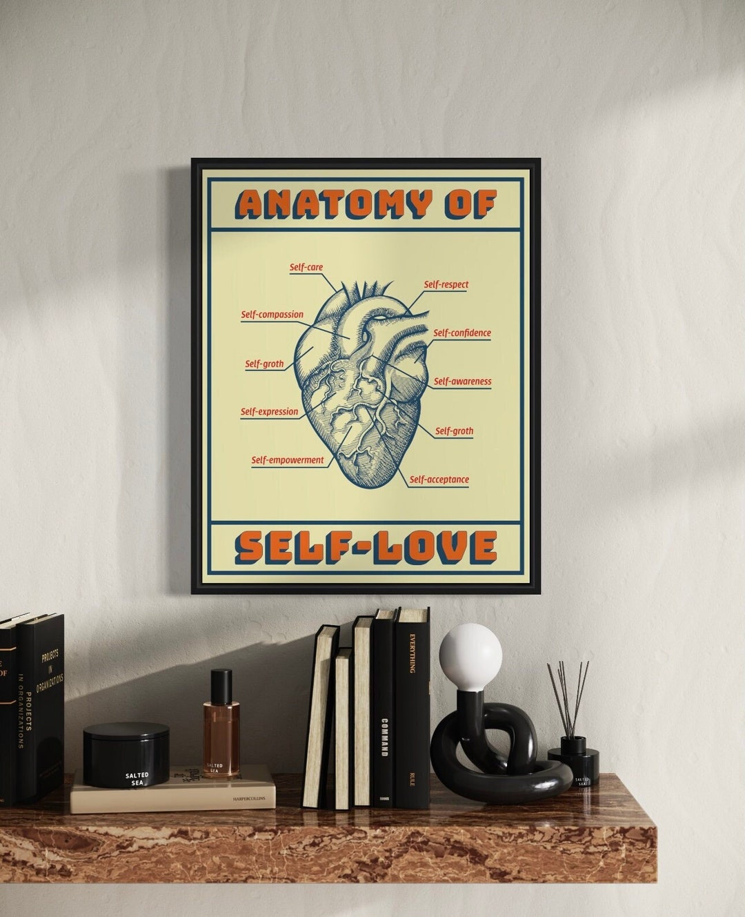 Arte imprimible Anatomía del amor propio Arte de pared Arte digital ...