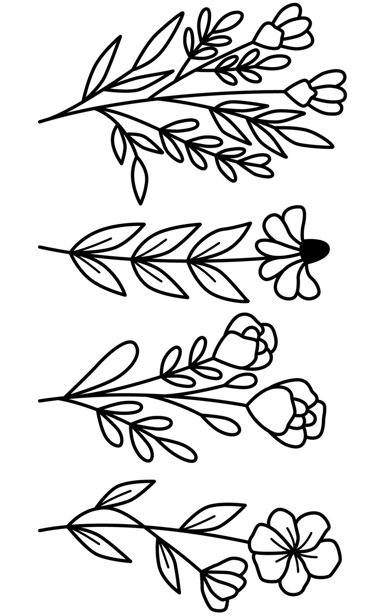 Wildflower Printable Coloring Pages - Etsy