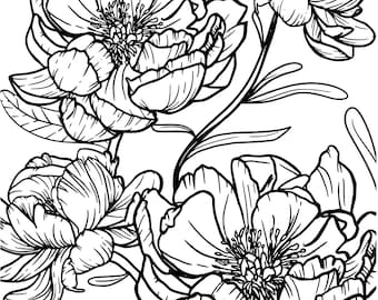 Wildflower Coloring Pages, Adult Coloring, Coloring Pages for Adults ...
