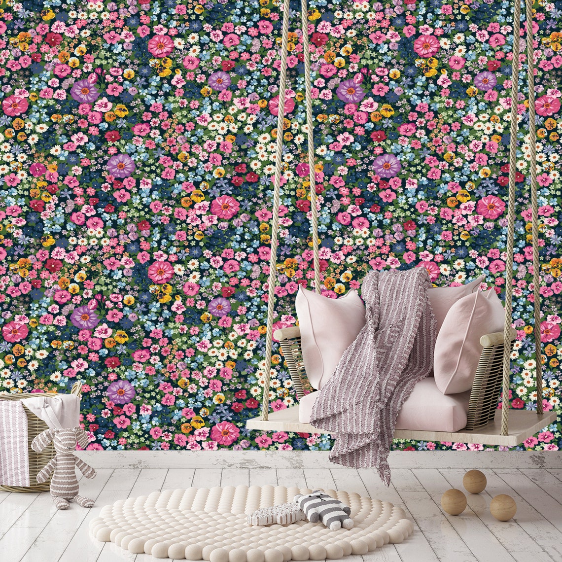 Wildflowers Removable Wallpaper, Beautiful Floral Pattern BURSTING With ...