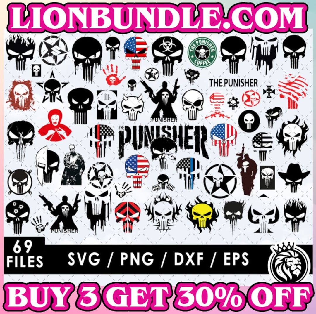 Punisher Skull Svg Bundle Punisher Design Skull Svg Eps Png Ai Vector ...