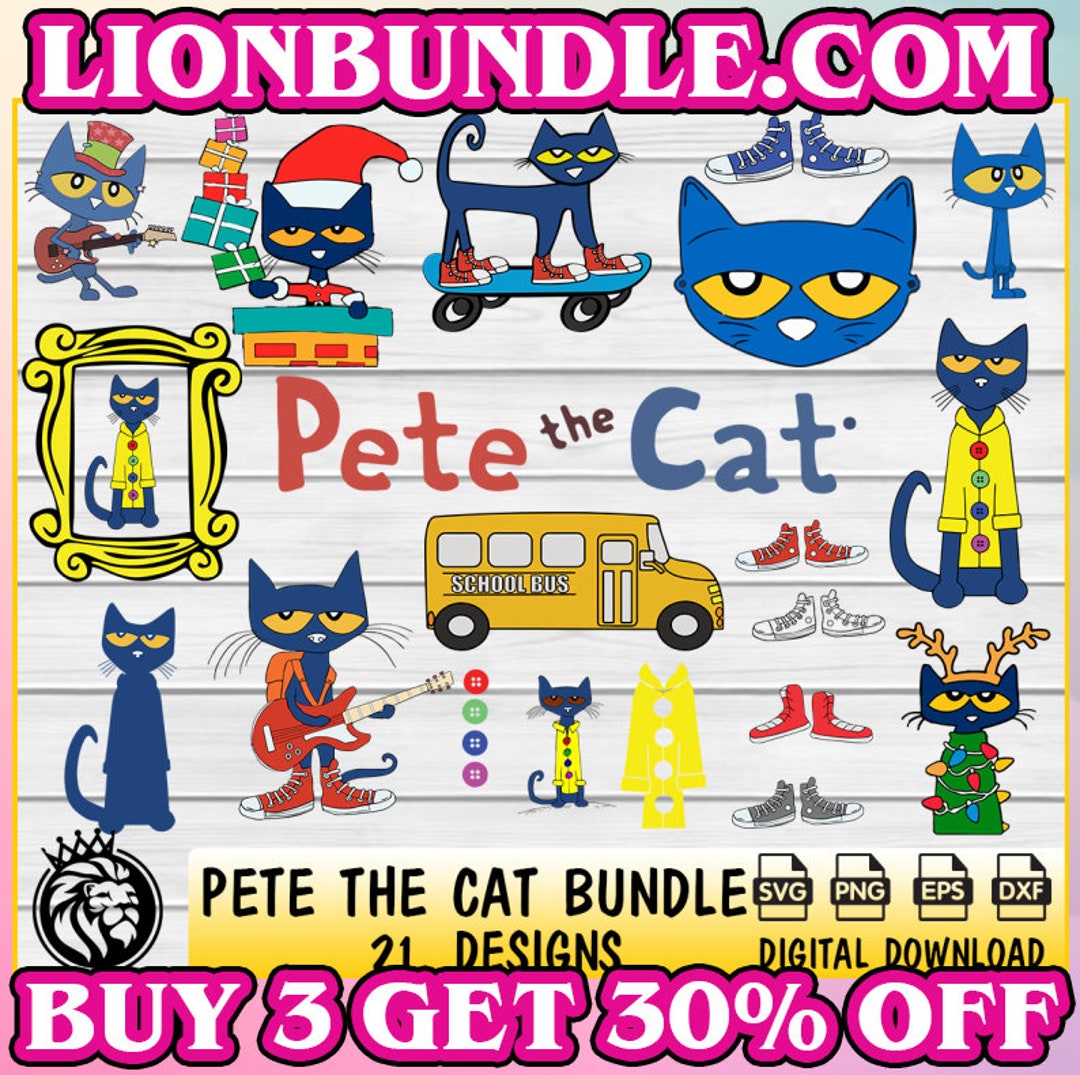 Pete the Cat Svg Bundle, Pete the Cat Clipart, Pete the Cat SVG - Etsy