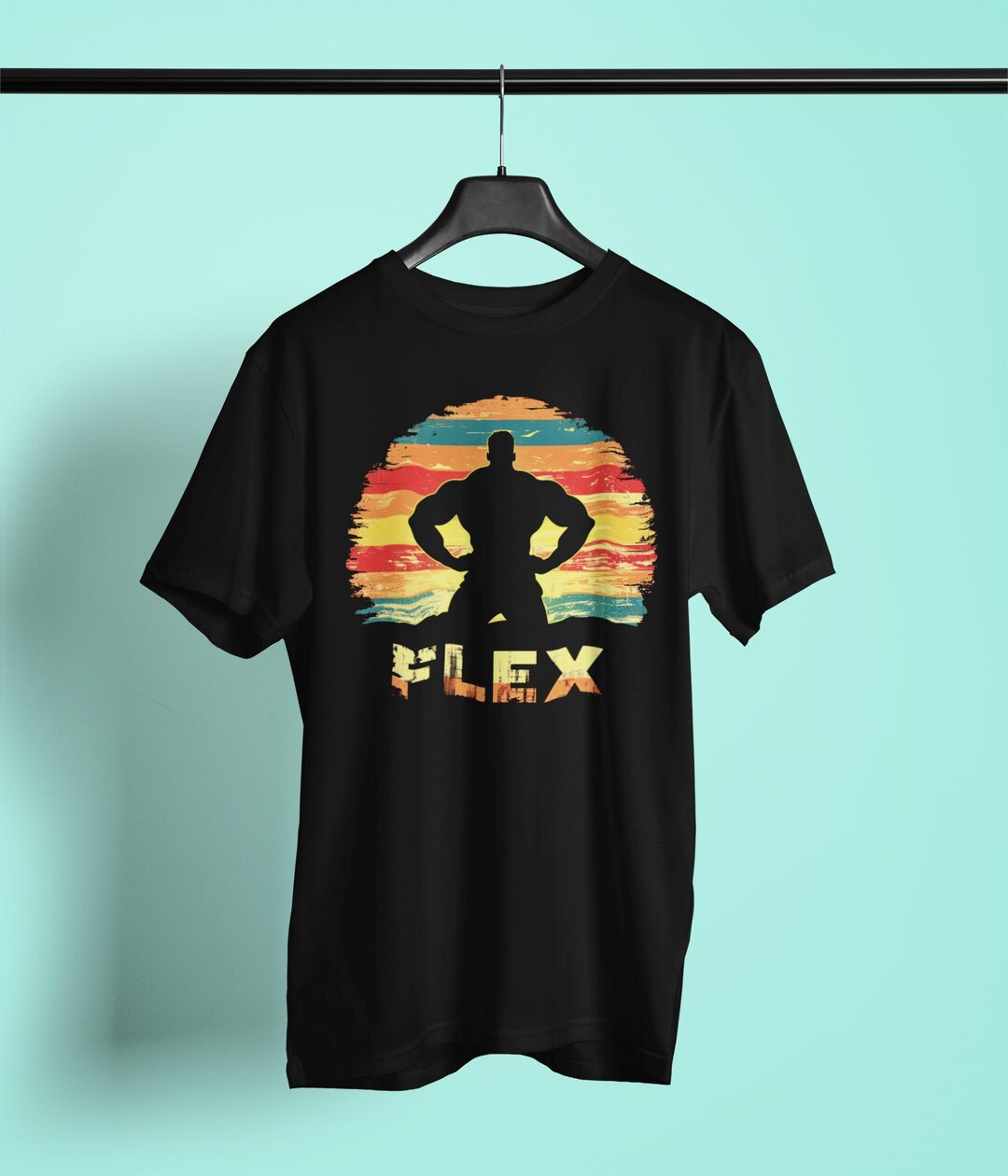 Flex T-shirt - Fitness Flex Shirt, Muscle Flexing Tee, Workout Sunset ...