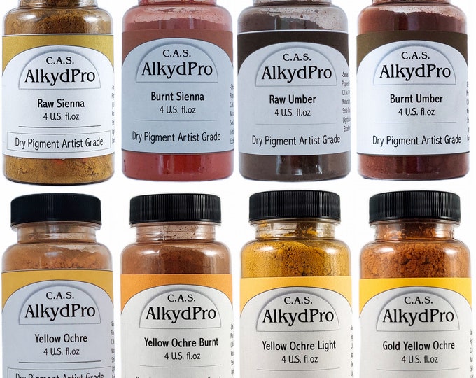 Natural Earth Pigment Yellow Ochre Golden , Burnt Umber, Raw Umber ...