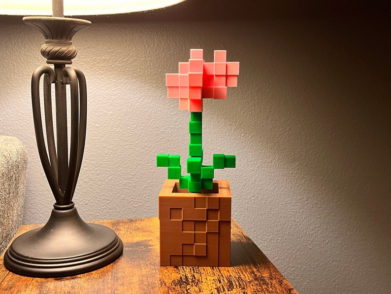Minecraft Style Rose Custom Colors Desk Accessory Gift for Gamers ...