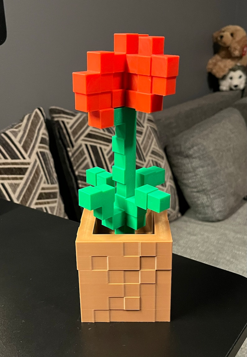 Minecraft Style Rose - Custom Colors - Desk Accessory - Gift for Gamers ...