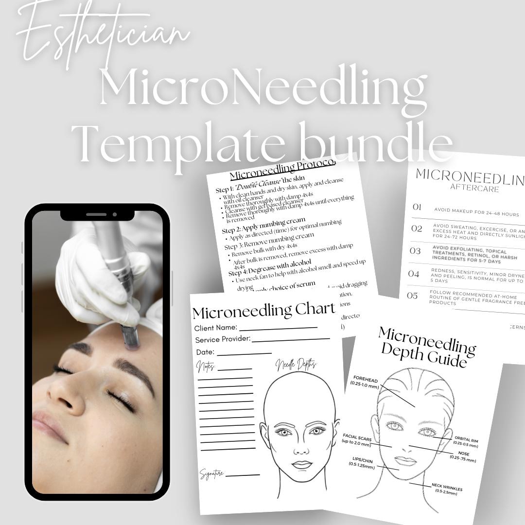 Microneedling Digital Printable Template Bundle protocol Needle Depth ...