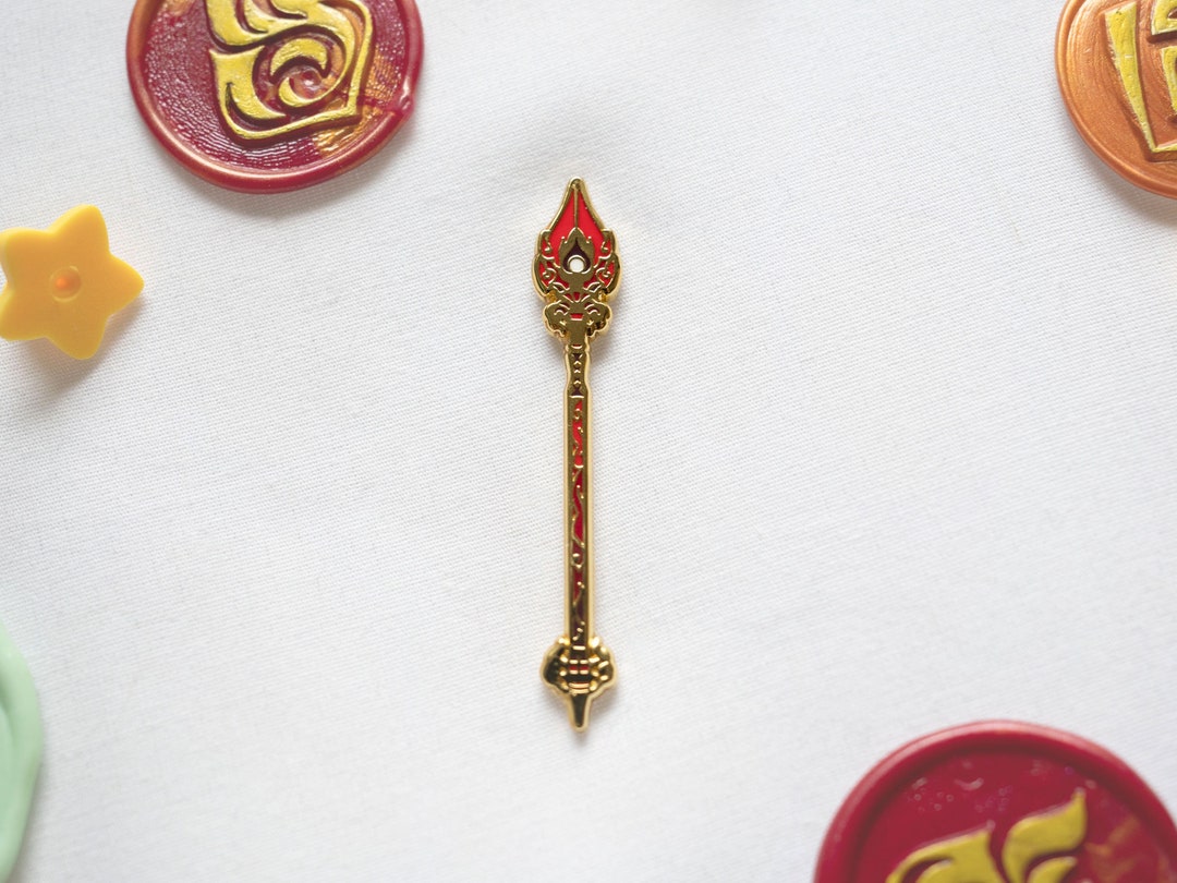 Genshin Impact 2" Staff of Homa Weapon Enamel Pin — Zhongli, Xiao, Hu ...