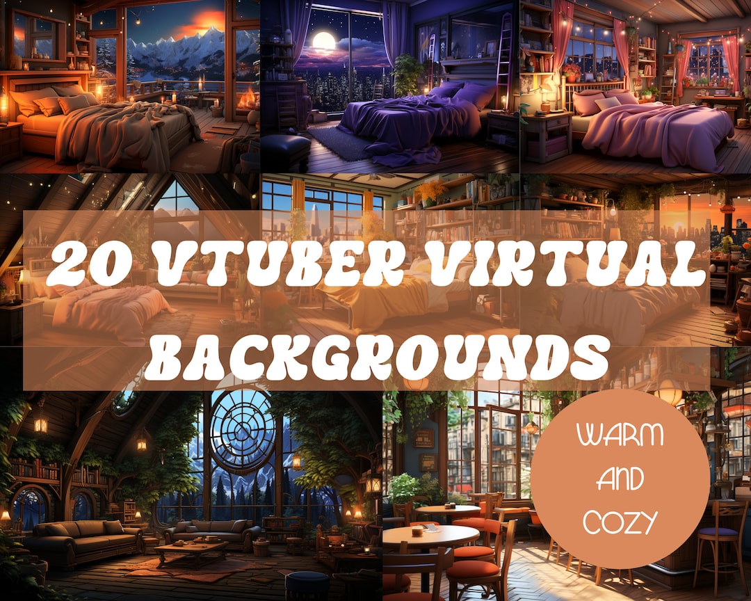 20 Virtual Backgrounds for Vtuber / Pngtuber Streamer. Cozy Overlay ...