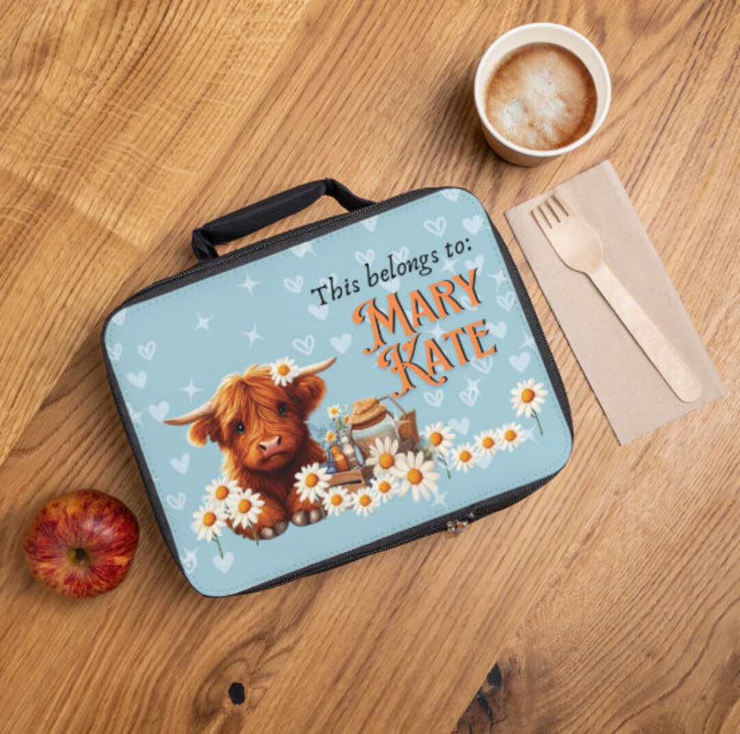 Back to School Highland Cow Lunch Bag - Etsy