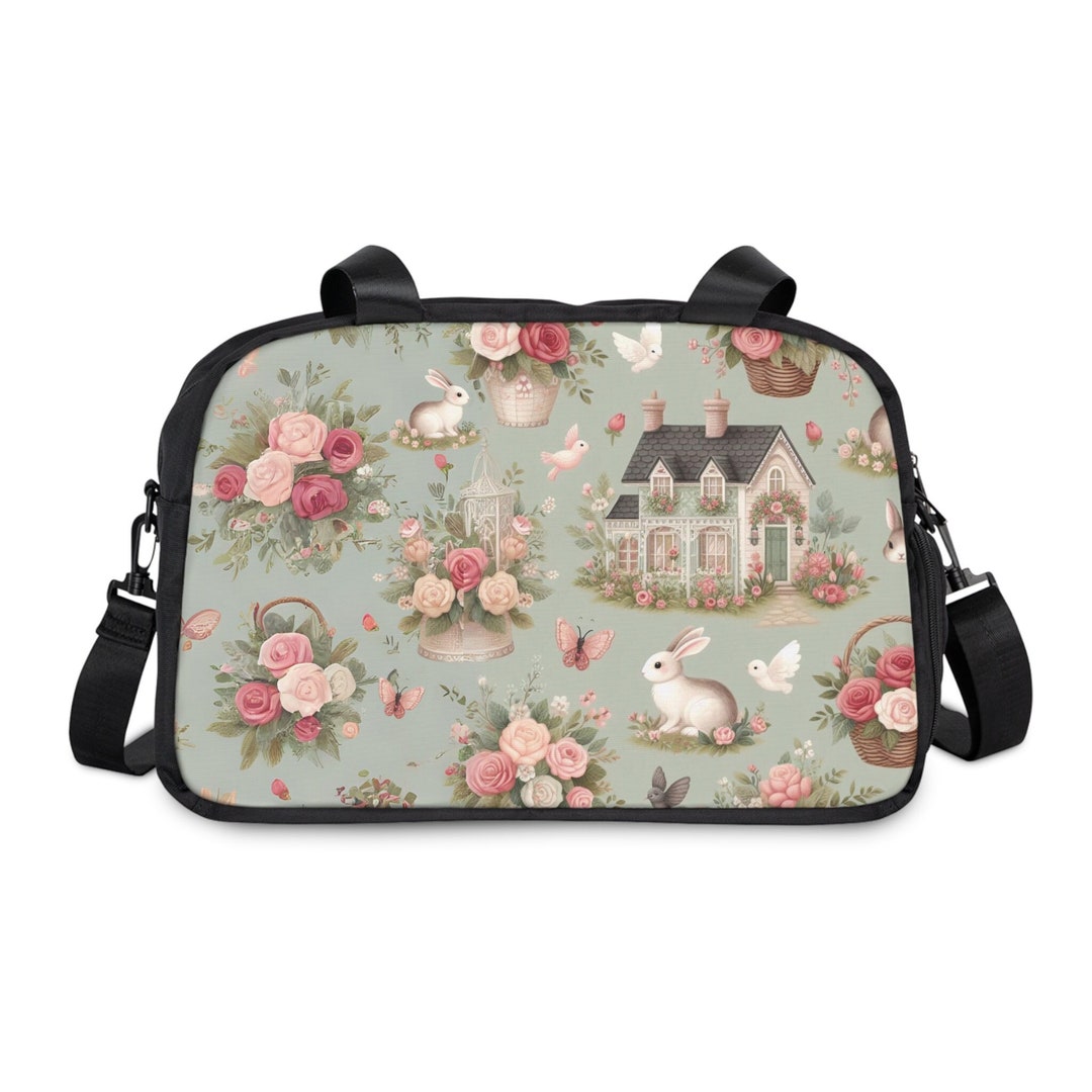 Cottage Core Bunny Birdhouse and Flowers Fitness Handbag - Etsy
