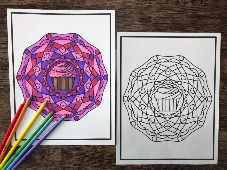 Dessert Mandala Coloring Pages: 10 Printable Food Designs (digital ...