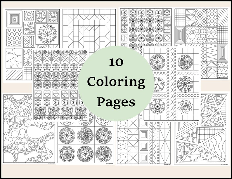 Geometric Abstract Pattern Coloring Pages, Printable Adult Coloring ...