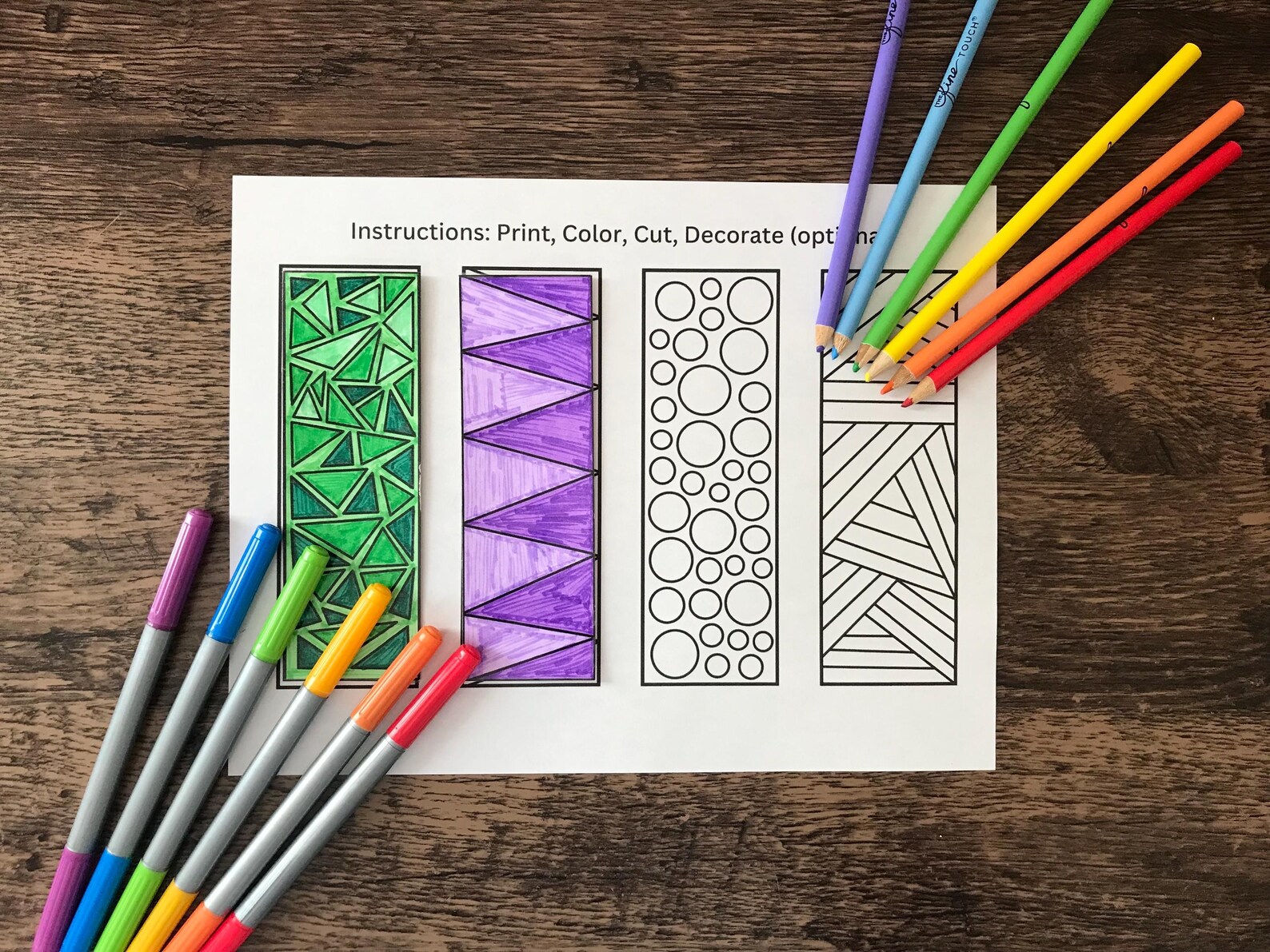 Printable Coloring Bookmark, Geometric Patterns, Print and Color ...