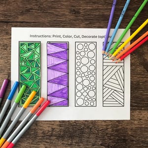 Printable Coloring Bookmark, Geometric Patterns, Print and Color ...
