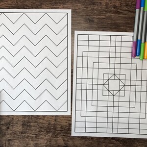 Geometric Repeating Pattern Coloring Pages, Quilt Blocks, Adult ...
