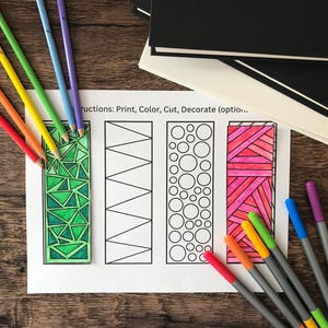 Printable Coloring Bookmark, Geometric Patterns, Print and Color ...