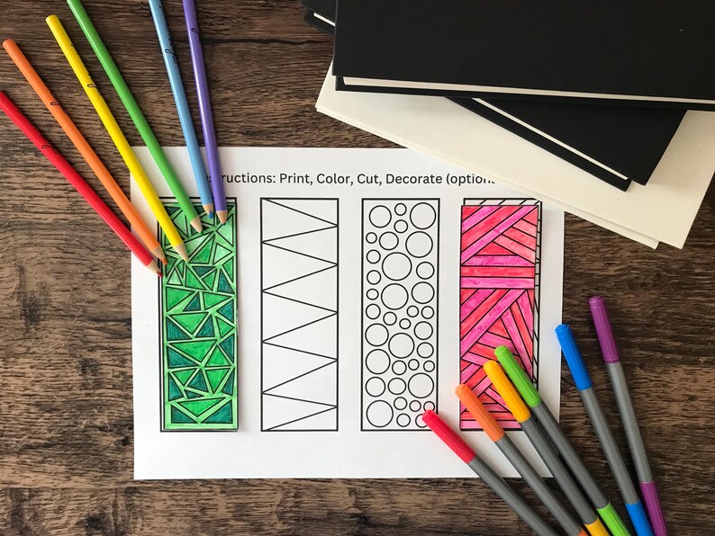 Printable Coloring Bookmark, Geometric Patterns, Print and Color ...
