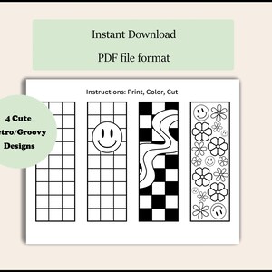Checkerboard and Smiley Face Printable Coloring Bookmarkers - Etsy