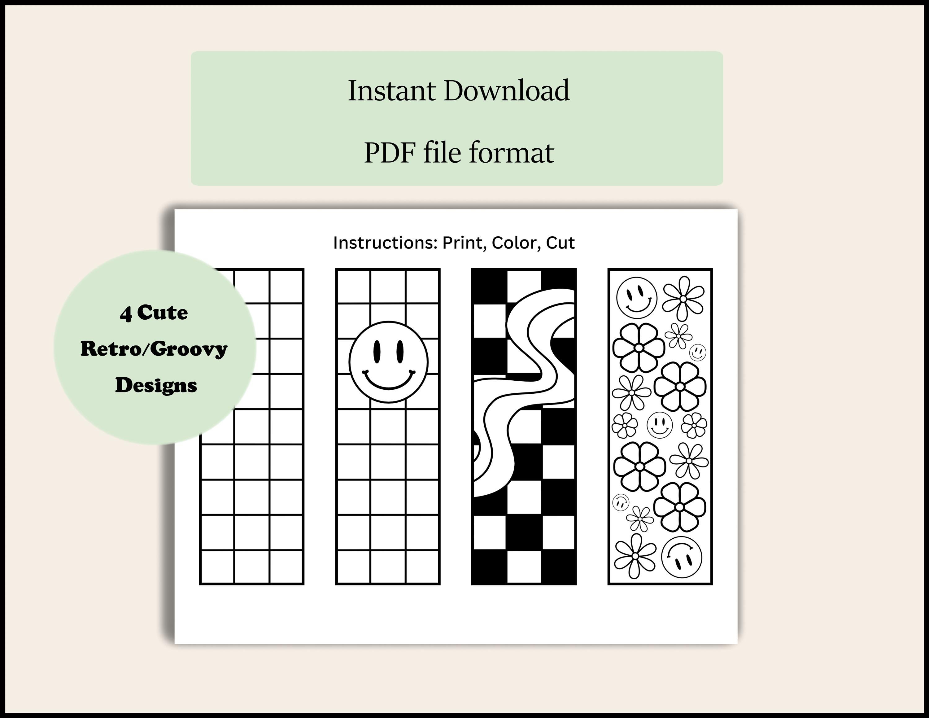 Checkerboard and Smiley Face Printable Coloring Bookmarkers - Etsy