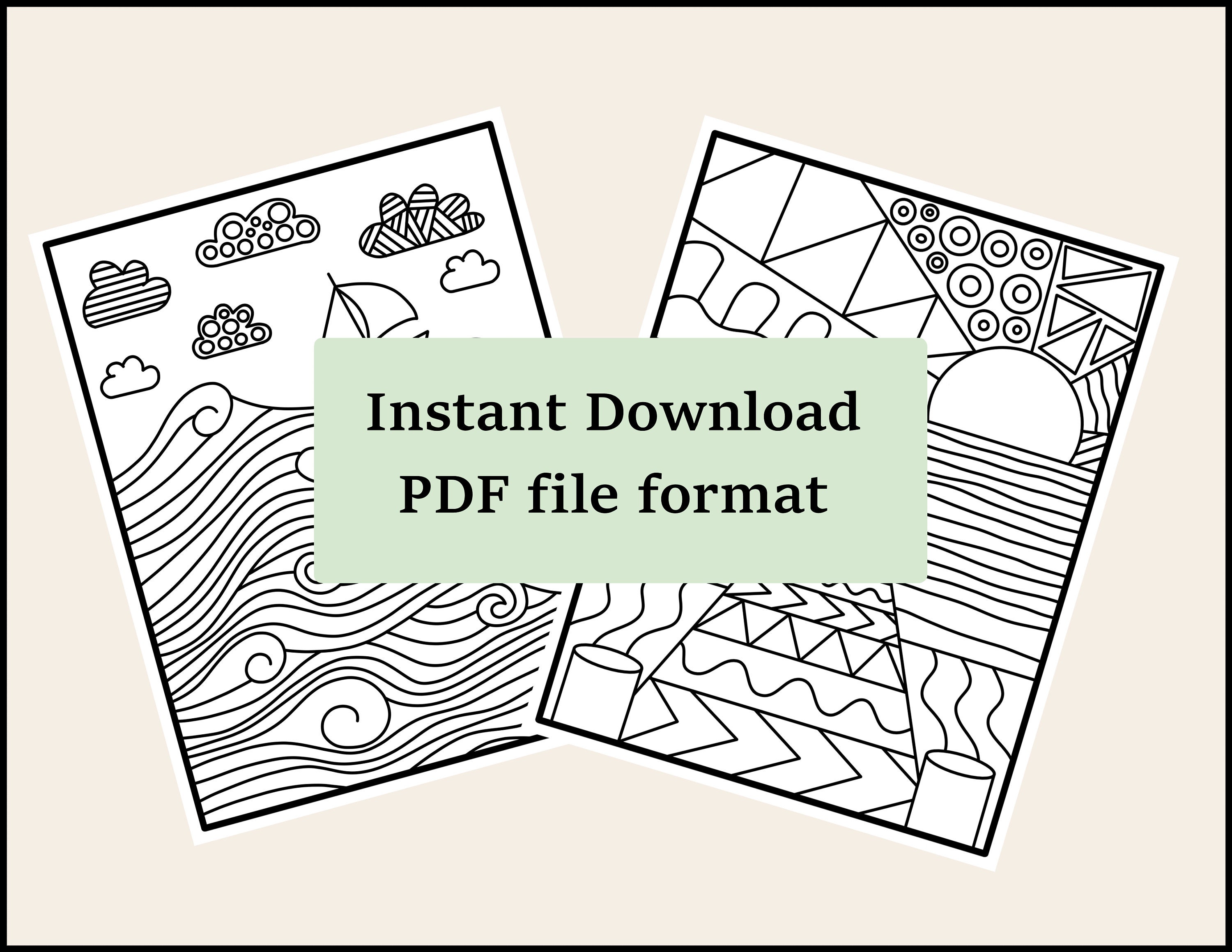 Ocean and Island Zentangle Coloring Pages, Zen Tangle Pattern, Digital ...