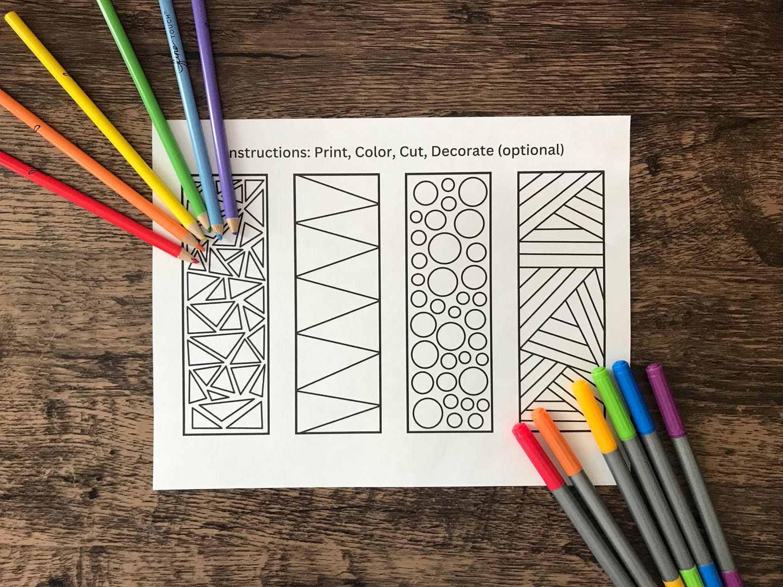 Printable Coloring Bookmark, Geometric Patterns, Print and Color ...