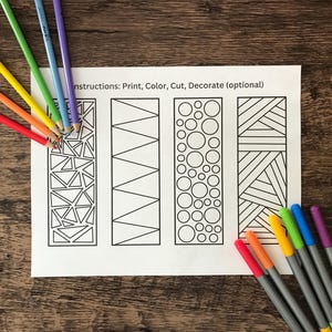 Printable Coloring Bookmark, Geometric Patterns, Print and Color ...