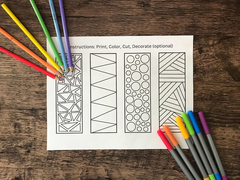 Printable Coloring Bookmark, Geometric Patterns, Print and Color ...