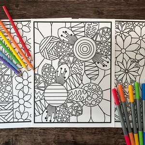 Zentangle Flower Coloring Pages: 10 Printable Pattern Designs (digital ...