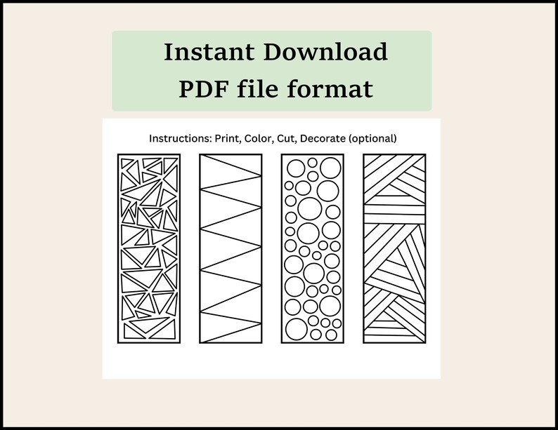 Printable Coloring Bookmark, Geometric Patterns, Print and Color ...