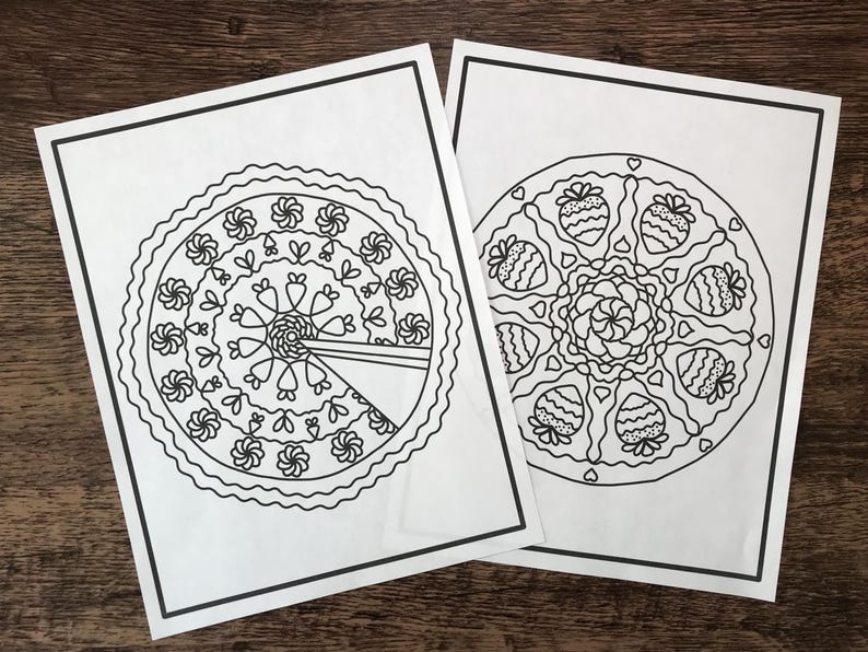 Dessert Mandala Coloring Pages: 10 Printable Food Designs (digital ...