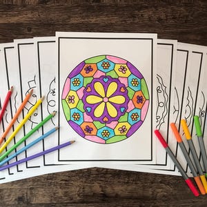 Flower Mandala Coloring Pages, Easy Flower Mandala, Spring Flower ...