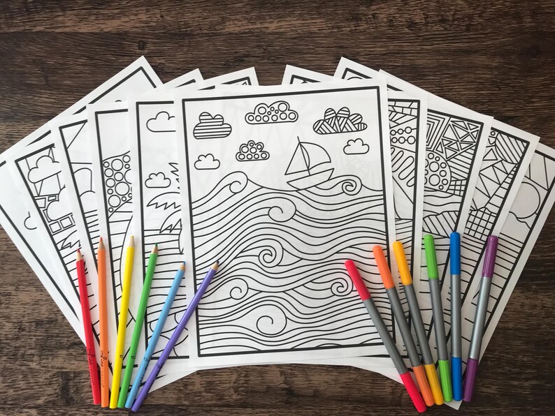 Ocean and Island Zentangle Coloring Pages, Zen Tangle Pattern, Digital ...