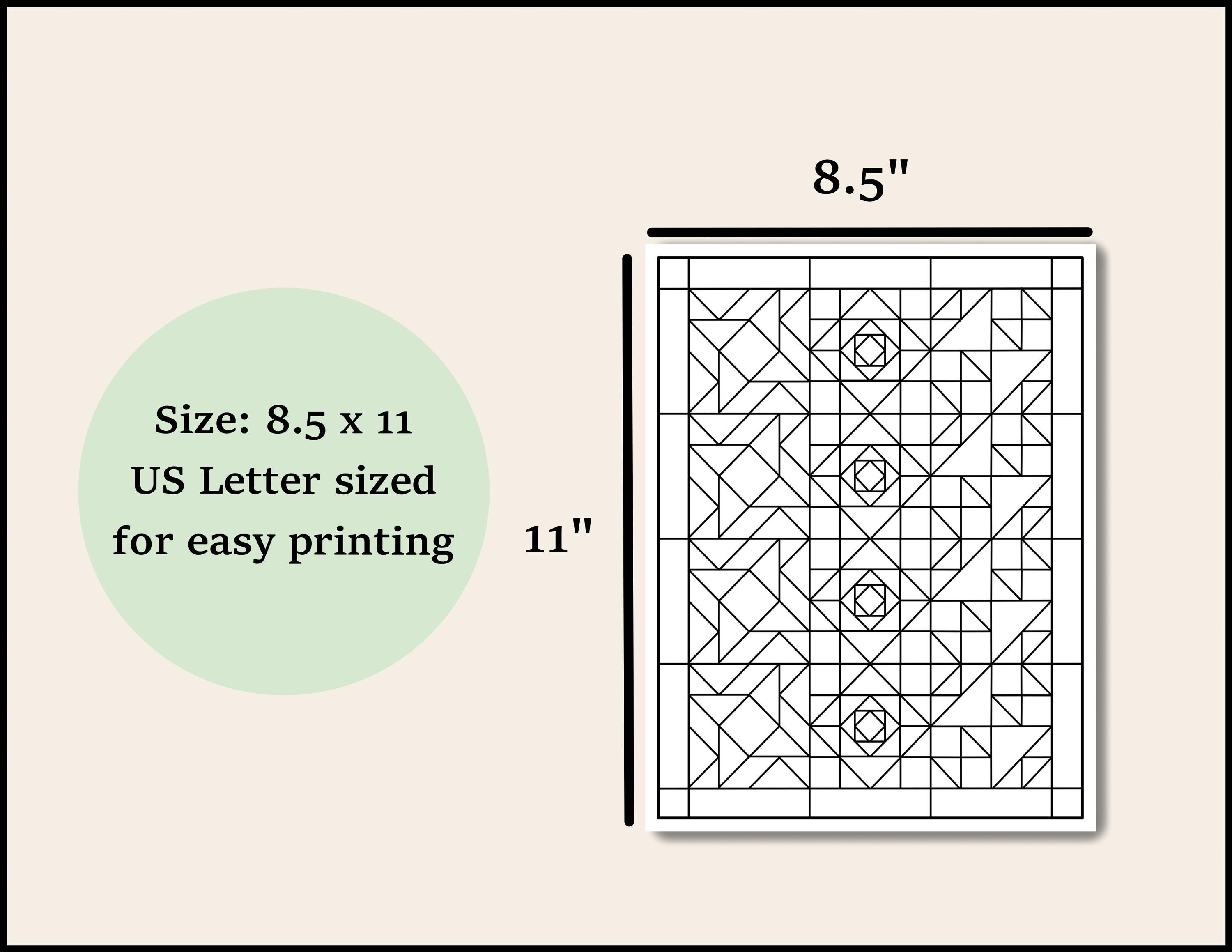 Geometric Repeating Pattern Coloring Pages, Quilt Blocks, Adult ...