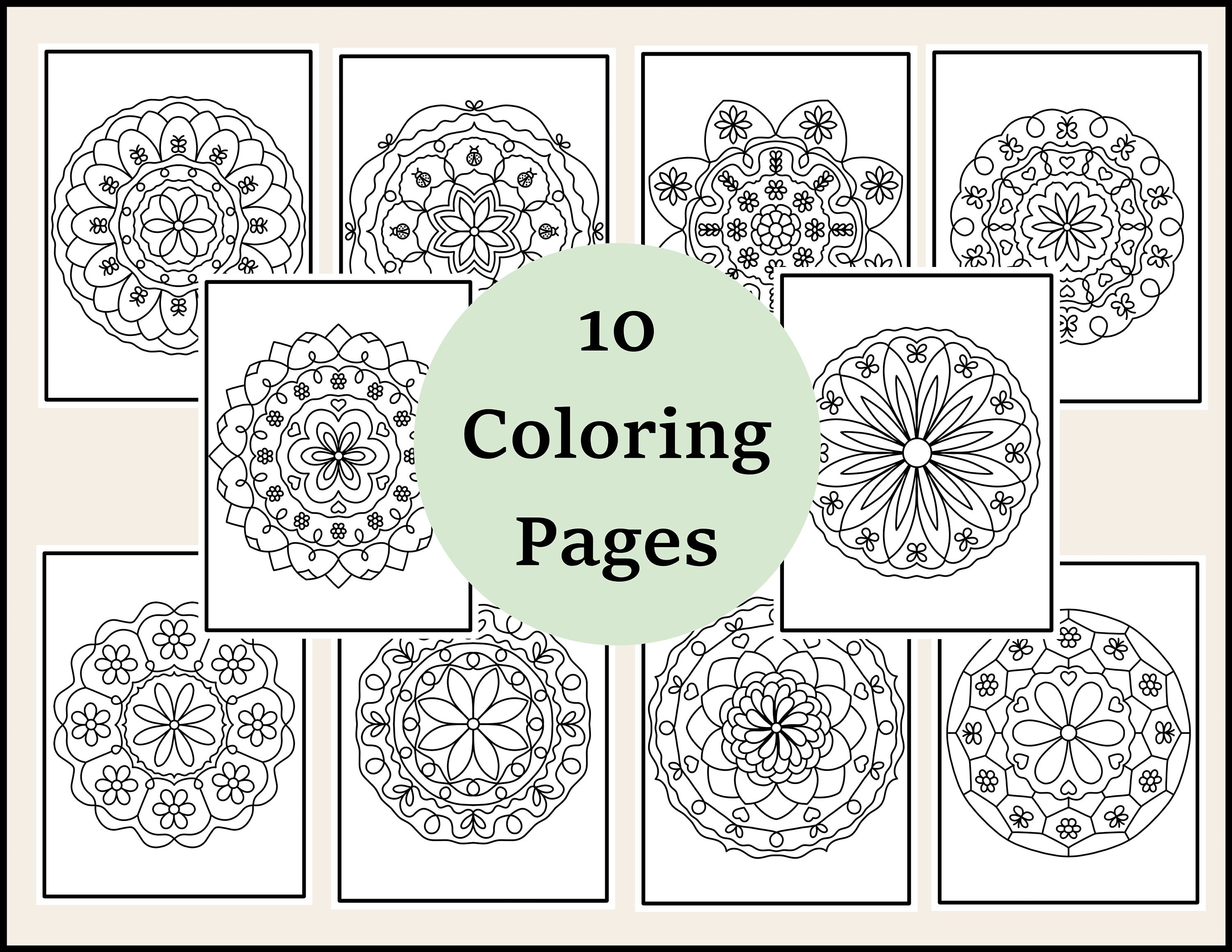 Flower Mandala Coloring Pages, Easy Flower Mandala, Spring Flower ...