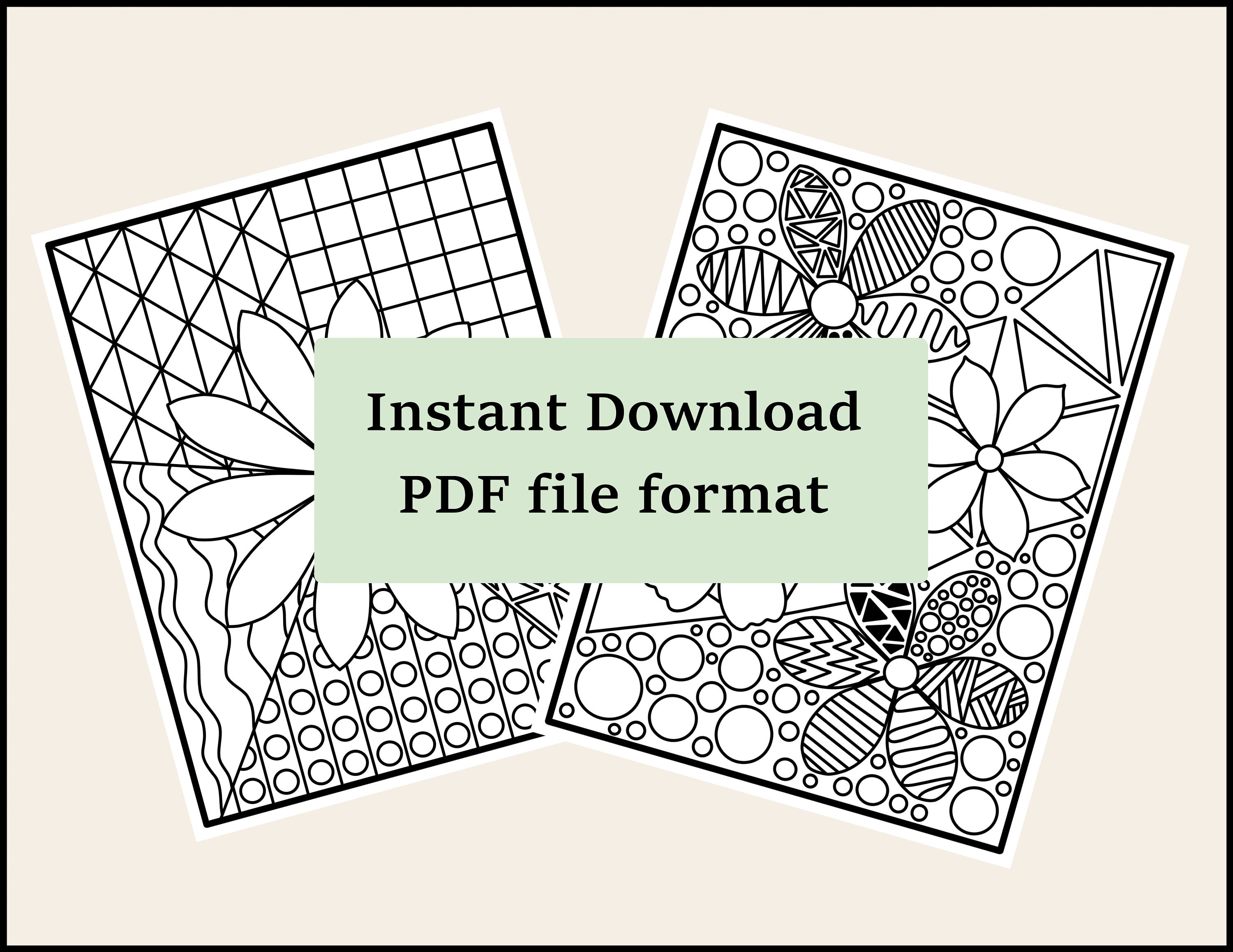 Zentangle Flower Coloring Pages: 10 Printable Pattern Designs (digital ...