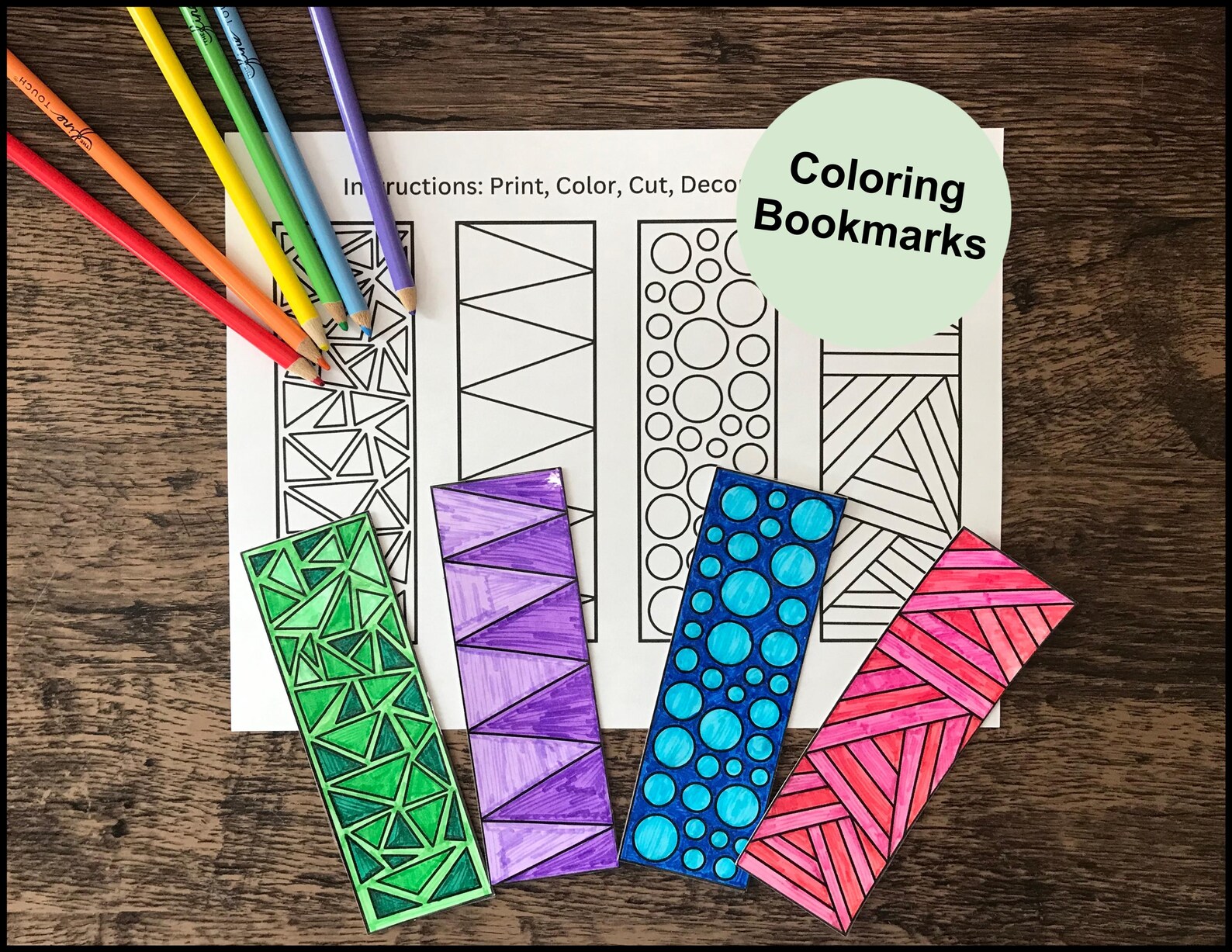 Printable Coloring Bookmark, Geometric Patterns, Print and Color ...