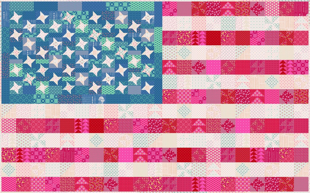 Americana “oh Beautiful” Flag Runner & Amber Waves Mini Quilt Kit ...