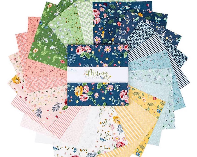 Melody Fabric Stacker: 10" Precut Squares, Floral Prints (42 Pieces) - Etsy