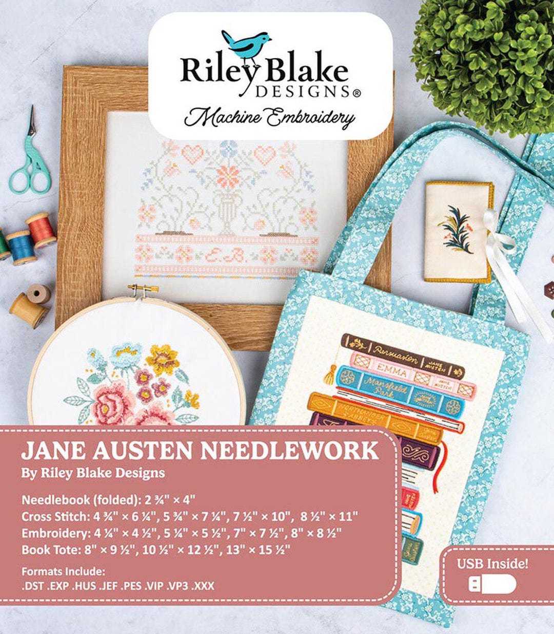Jane A Needlework Projects Fabric Kit & USB Machine Embroidery J ...