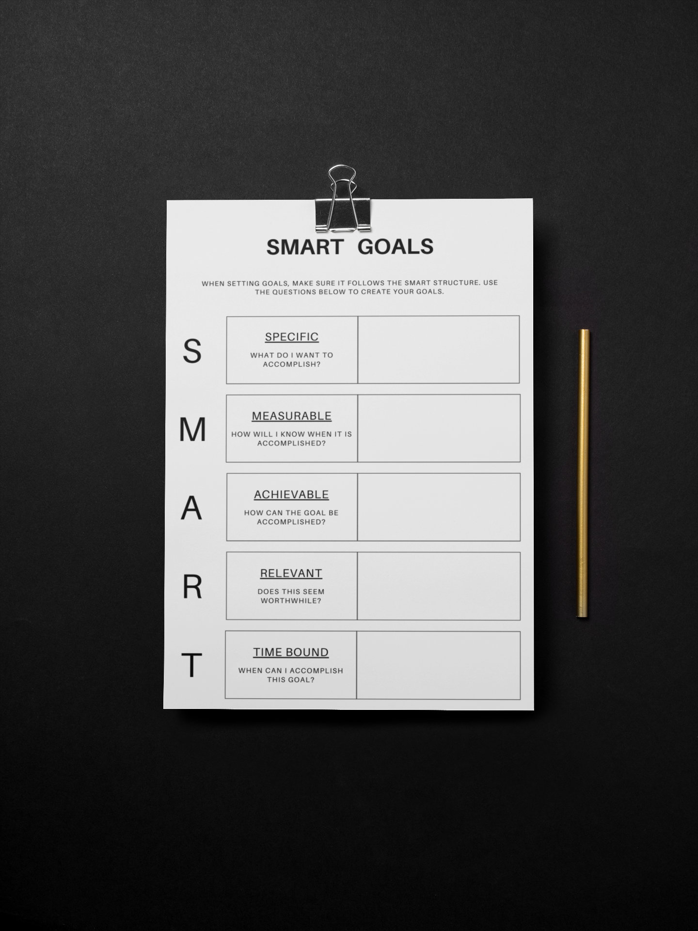 SMART Goal Setting Minimalist Worksheet, Instant Printable Download - Etsy