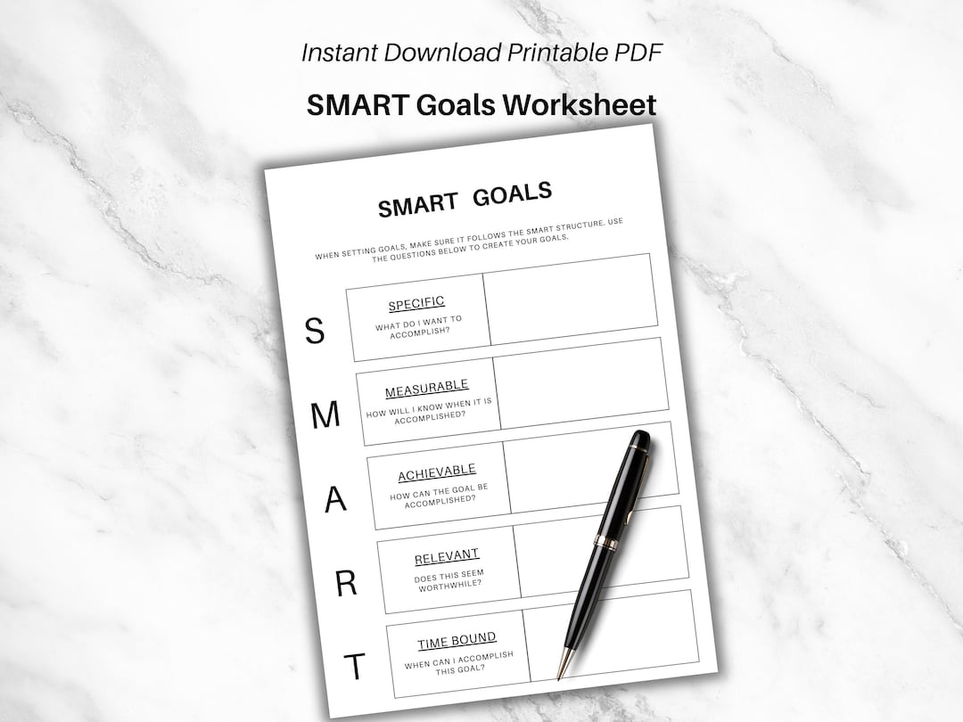 SMART Goal Setting Minimalist Worksheet, Instant Printable Download - Etsy