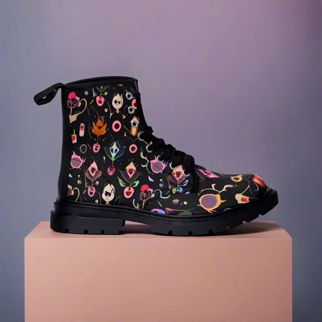 Vegan Whimsigoth Leather Combat Boots Witchy Woman Boots - Etsy