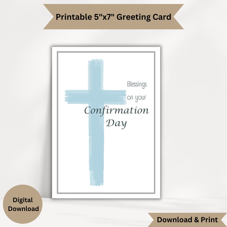 Congratulations Card - Confirmation, Greeting Card Confirmation, Trendy, Watercolor Pastel Blue ...