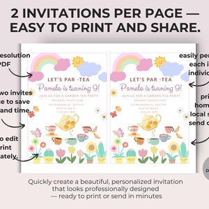 Garden Tea Party Birthday Invitation Editable Template | Floral ...